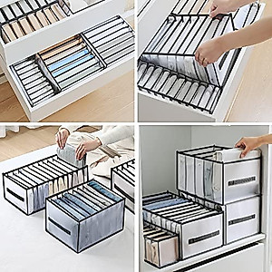 XJJX Closet Organizers and Storage, T-Shirt Organizer, Clothes Organizer, Wardrobe Clothes Organizer, Shirt Organizer for Closet, Clothes Storage Organizer for Shirts, Jeans, Pants(Black, 4 Pack)