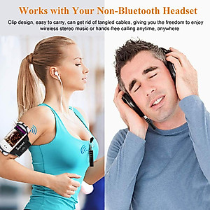 Bluetooth V5.0 Output Audio Receiver, KINDRM Mini Wireless 3.5mm Jack Aux Adapter Portable for Headphones, Speakers, Car/Home Stereo System(Black)