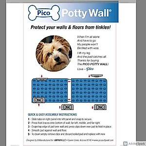 Pico Stand Up Vertical Wall Dog Puppy Pee Pad Holder - Indoor Splash Guard for Potty Training - Potty Pad Holder with Easy Clean up for Leg Lifting Small and Medium Dogs Potty Wall