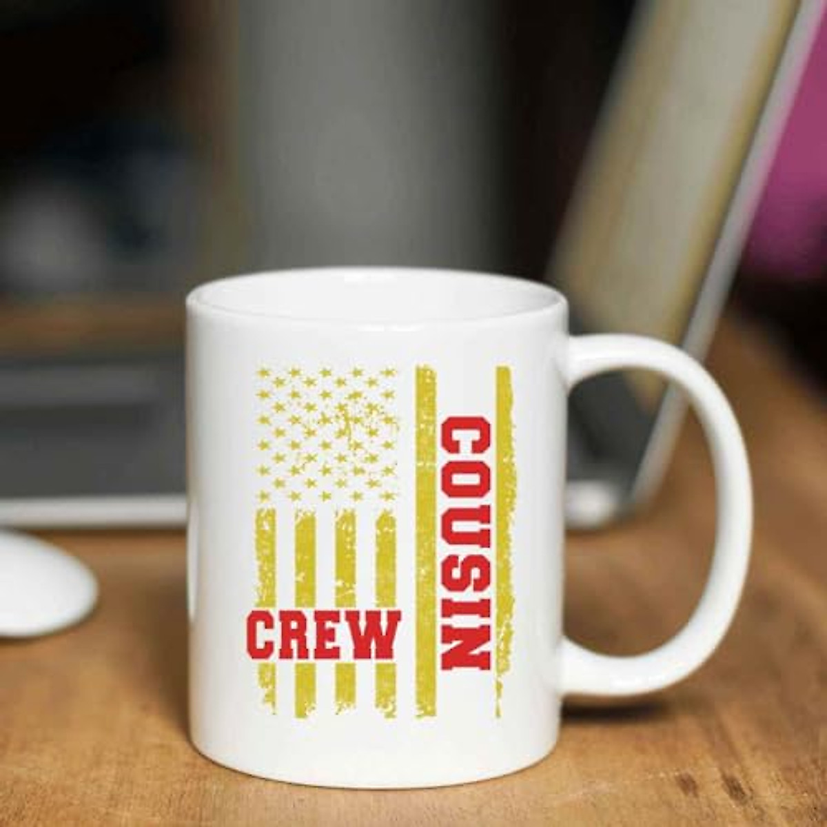 Cousin Crew Outdoor Camp Gift - Grey Multicolored Unisex Sweat for Kids & Men - 11 Oz White Ceramic Coffee Mug