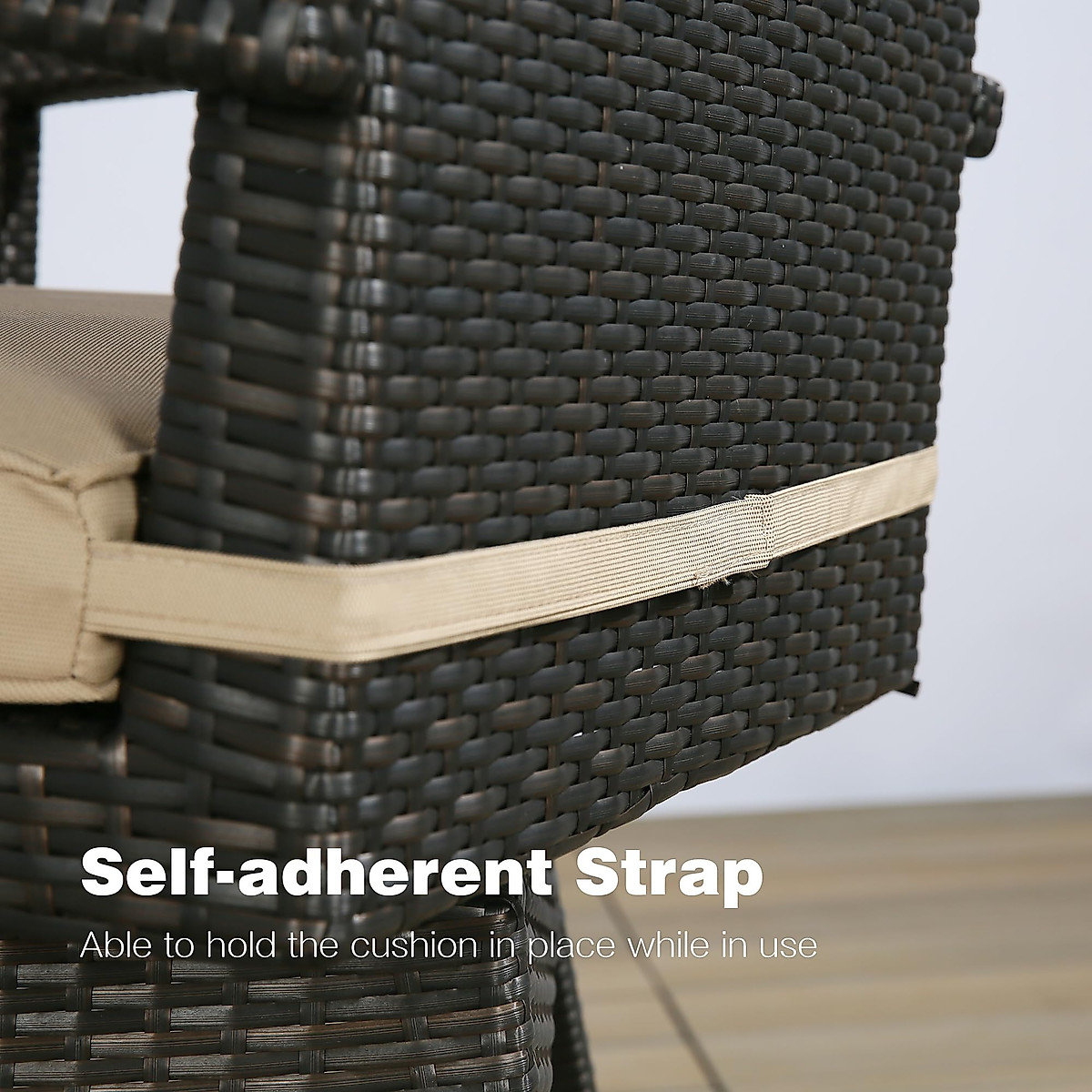 Patio Tree Outdoor Swivel Wicker Bar Chair with Soft Cushion, Steel Patio Bistro Stool