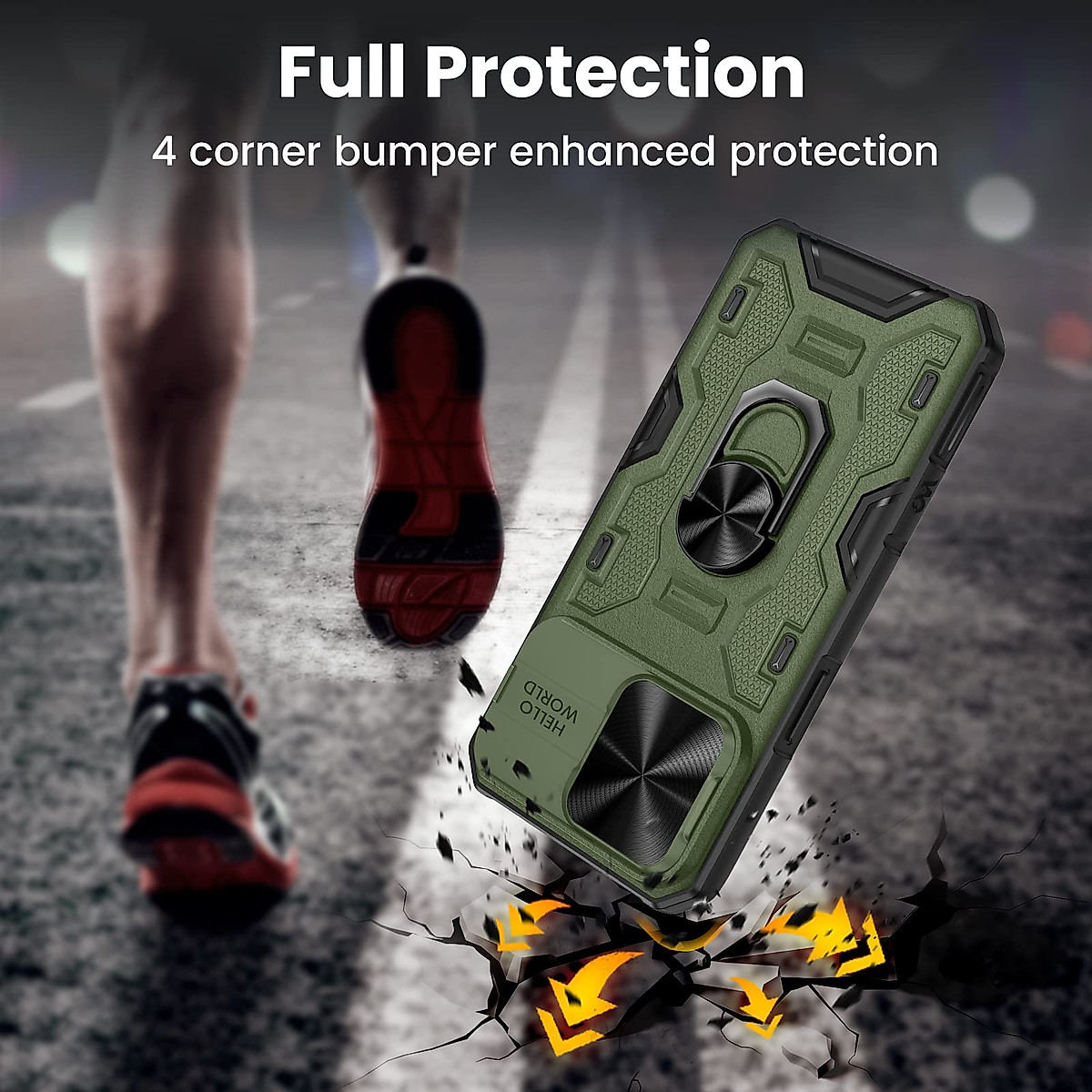 VEGO for iPhone 14 Pro Max Case, iPhone 14 ProMax Case with Slide Camera Cover Built-in 360° Rotate Ring Stand Kickstand Fit for Magnetic Car Mount Cover Case for iPhone 14 Pro Max 6.7" 2022 - Green