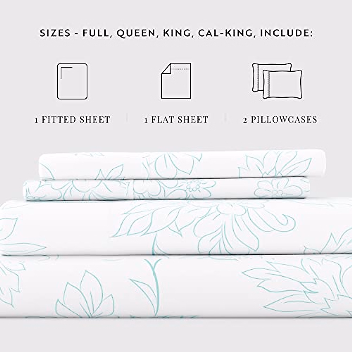 Linen Market 4 Piece Full Bedding Sheet Set (Aqua Vine) - Sleep Better Than Ever with These Ultra-Soft & Cooling Bed Sheets for Your Full Size Bed - Deep Pocket Fits 16" Mattress