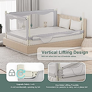 Bed Rail for Toddlers Baby, MININEC Long Toddler Bedrail Guard for Kids Children, Strong Babies Bed Rail for Twin, Full Size, Queen & King Mattress with Reinforced Anchor Safety Darkgrey 70.8*27.5 in