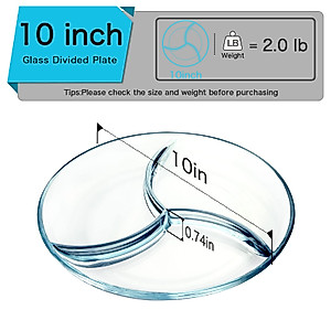 NUTRIUPS Durable Divided Plates 10inch, 2 Piece, Divided Dinner Plates Portion Control Plates for Adults, Bariatric Diet Microwave& Dishwasher Safe