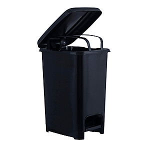 Superio Kitchen Trash Can, Slim Step On Garbage Can with Foot Pedal, 16 Gallon, 64 Qt. Large Black Heavy Duty Plastic Trash and Recycling Bin