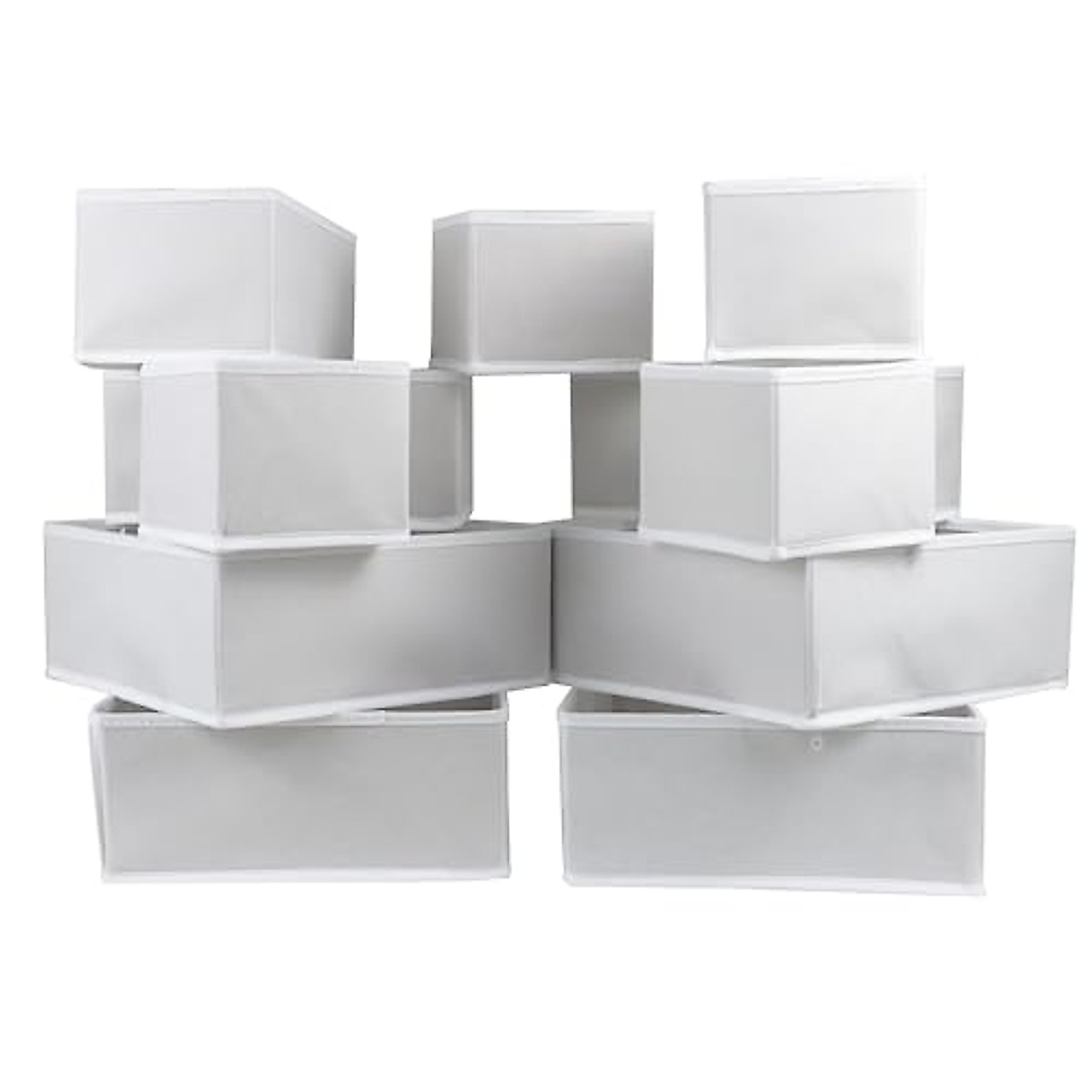 12 Pack Drawer Organizers for Clothing, Foldable Clothes Drawer Organizer for Underwear, Folded Clothes, Baby Clothing, Socks, Bra, Towels, Ties - Multi-pack Clothes Organizer Storage Box (White)