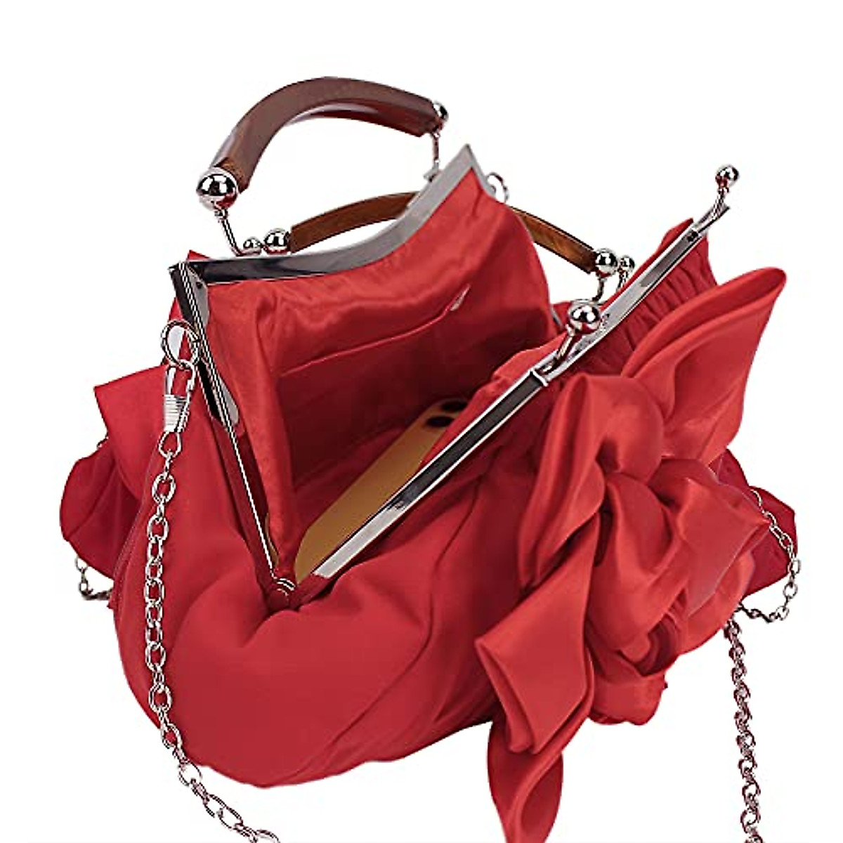 Goclothod Evening Bags for Women Cute Floral Clutch Purse Party Chain Handbag