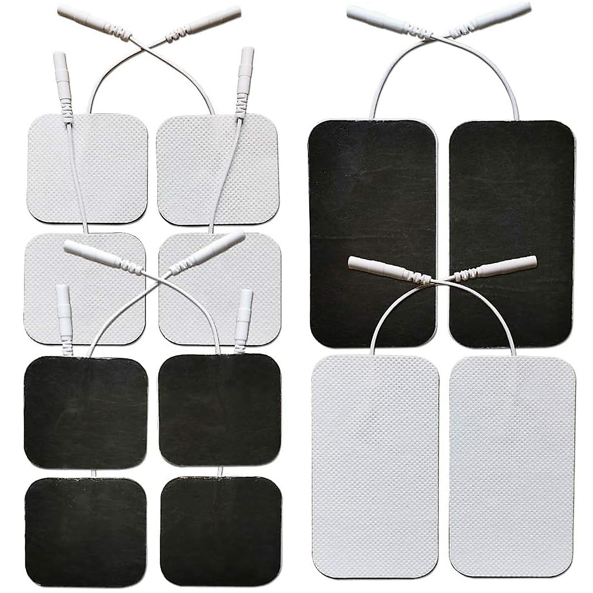 TENS Unit Replacement Pads - Compatible with AUVON and TENS 7000 Unit - Durable Self-Adhesive Electrodes Pads Combo 12 Pcs 2"X 2" and 2"X 4", Latex-Free for Lower Back and Multiple Pain Relief