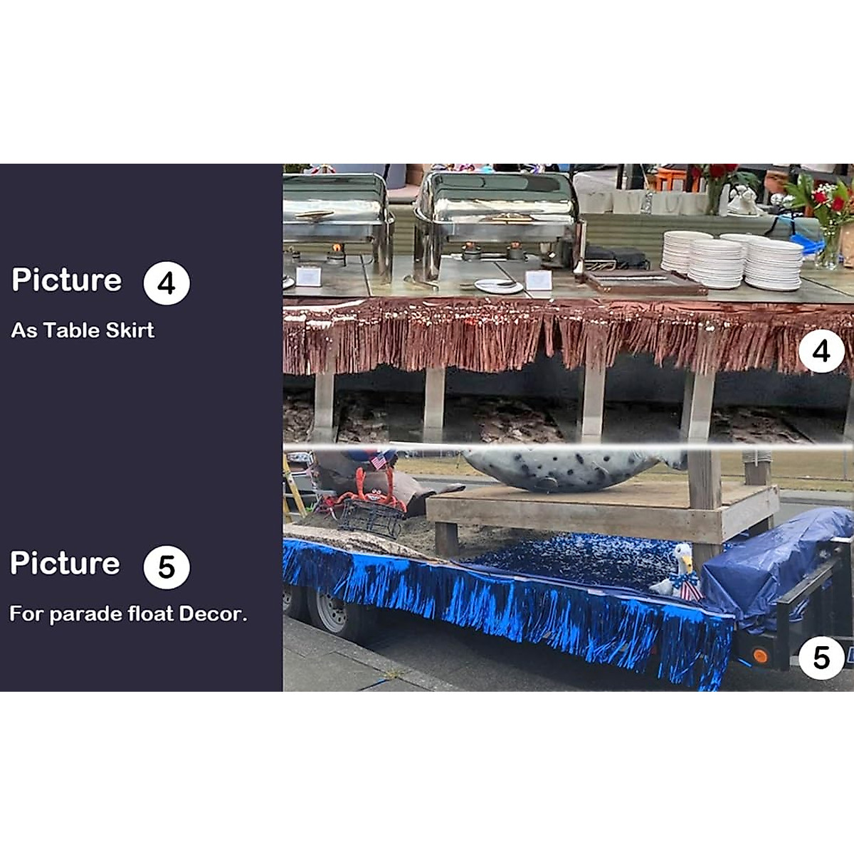 iiCheerful 4 Pack Green Total 40 Feet Foil Fringe Garland Metallic Tinsel Banner Wall Hanging Drapes Parade Float Skirting Decorations for Trailer Mardi Gras Party Birthday Wedding Baby Shower (Green)