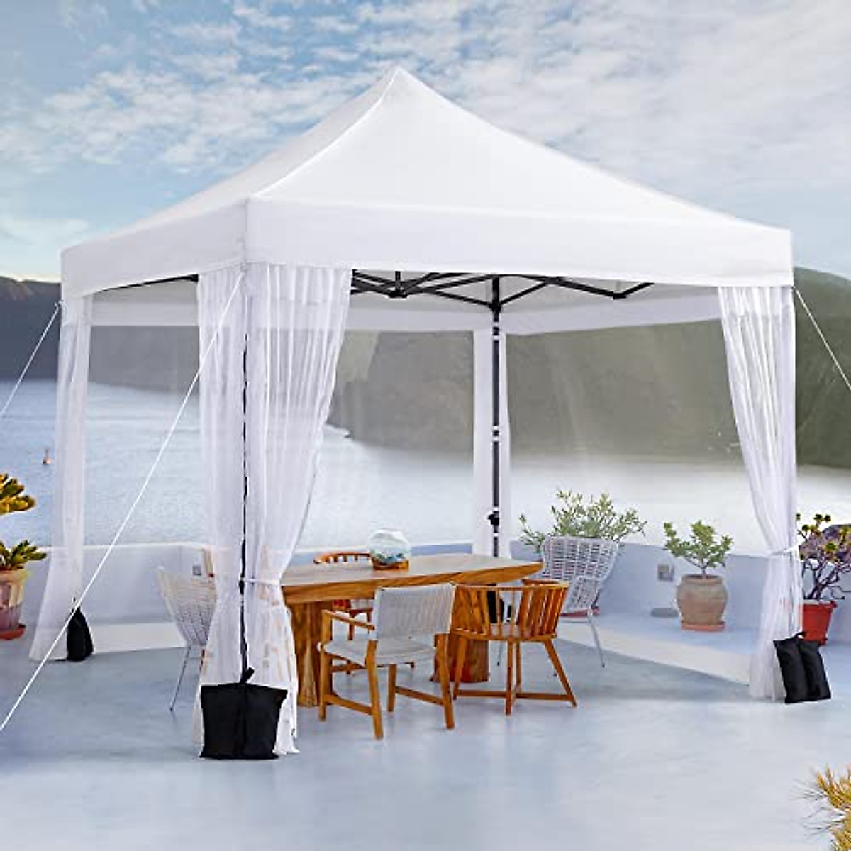 Yaheetech 10'x10' Pop Up Canopy with Removable Mesh Side Walls, Commercial Instant Tent, Instant Canopy Tent for Camping, Family Outings, Wedding
