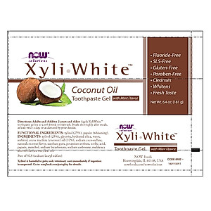 NOW Solutions, Xyliwhite™ Toothpaste Gel, Coconut Oil, Cleanses and Whitens, Cool Coconut-Mint Taste, 6.4-Ounce