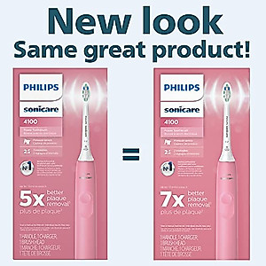 Philips Sonicare 4100 Rechargeable Electric Toothbrush, with Pressure Sensor, 2 Intensity Settings, SmarTimer and QuadPacer, 14-Day Battery Life, Deep Pink, Model HX3681/26