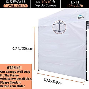 Ontheway Sunwall for 10x10 Pop up Canopy, Instant Canopy Tent Sidewall, 1 Pack Sidewall Only (White)