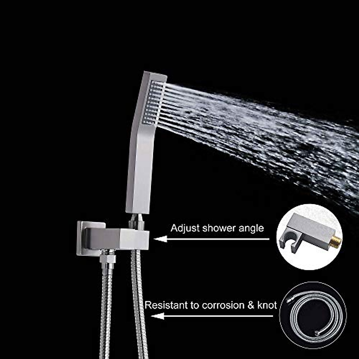 DoBrass Tub Shower Faucets Set Complete with Pre-embedded Valve, 10-inch Square Waterfall Shower Head System with Handheld Shower and Tub Spout, Bathroom with Bathtub, Wall Mounted, Brushed Nickel