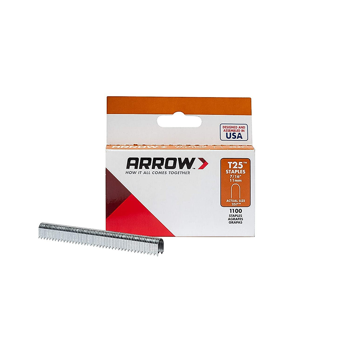 Arrow Heavy Duty T25 Round Crown Staples for Cable and Low Voltage Wiring, 1100 Pack, 7/16 Inch