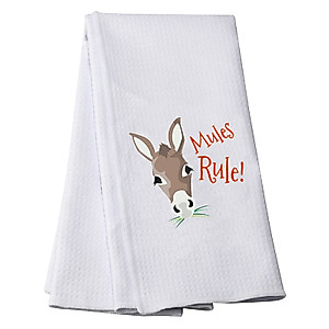 MEIKIUP Funny Mule Kitchen Towel Mule Lover Gift Backyard Farmer Gift Donkey Mule Girl Gift Mules Rule Hostess Towel Housewarming Gift (Mules Rule Towel)
