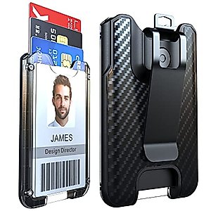 LIUGX Badge Holder / Card Holder / Portable Wallet with Metal Clip - Durable Polycarbonate ID/Credit Card Holder (Holds 1to 4 Cards) for Office, Laborer, Police, Work
