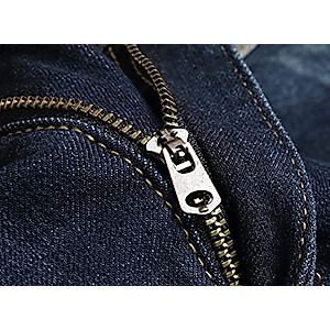 OIIIO Men's Patch Ripped Stretch Regular Fit Jean (32, Dark Blue-6618)