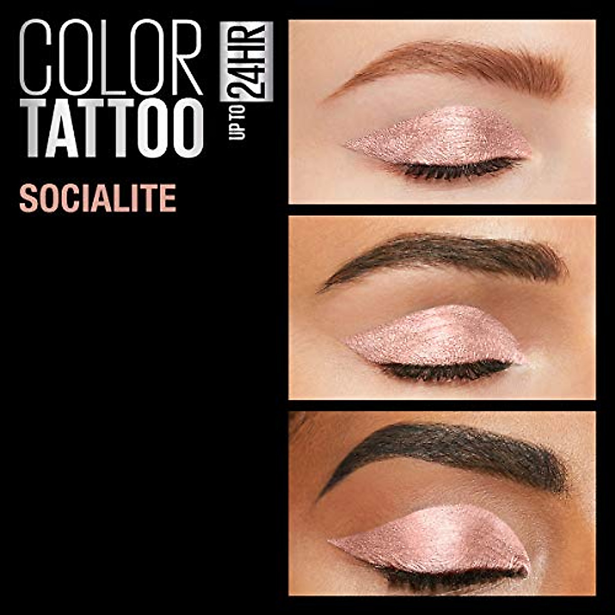 Maybelline Color Tattoo Waterproof Fade Resistant Crease Resistant Blendable Cream Eyeshadow Pots Makeup, Socialite, 0.14 Oz