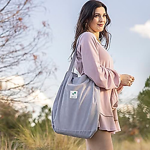 Suyfhdc Corduroy Tote Bag for Women Cute Tote Bags Travel Bag with Inner Pockets Big Capacity Casual Handbags for Shopping Work