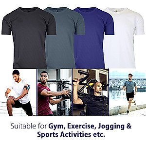 Galaxy by Harvic Men's Crew Neck Short Sleeve Tee, Active Reflective Stripe Sport T-Shirt, 4 Pack