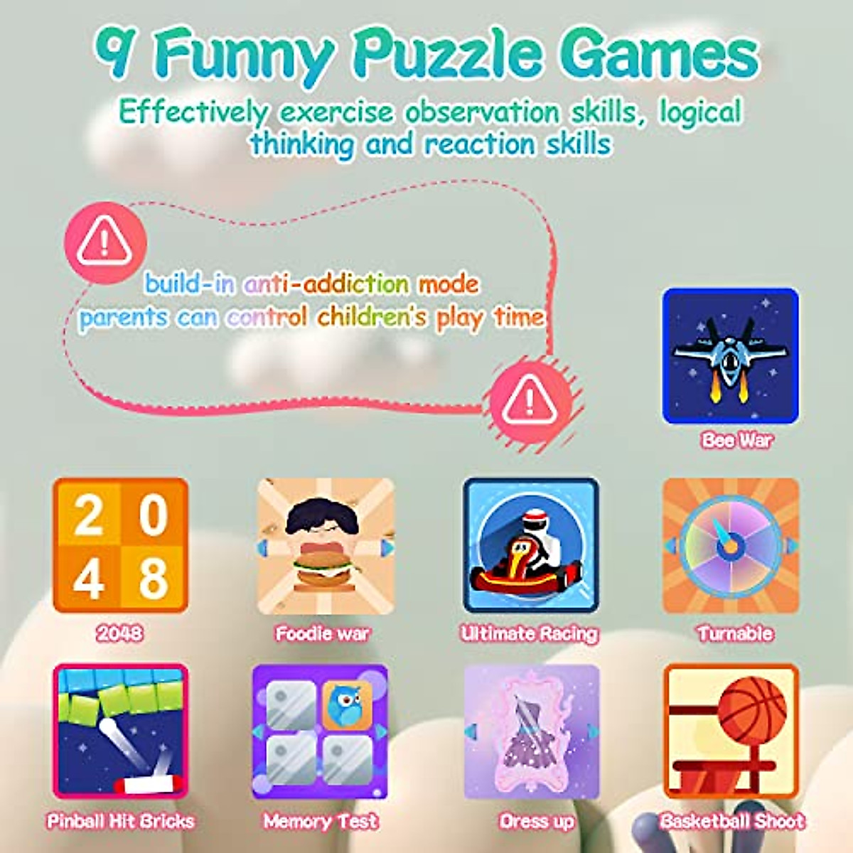 Kids Smart Watch,Birthday Gift for Girl Boy,Dual Camera Large Storage for MP3 Music Video Fun Games,HD Touchscreen Learning Educational Sports Digital Wristwatch wepfum Toddler Toy for kid Age 3-12 yr