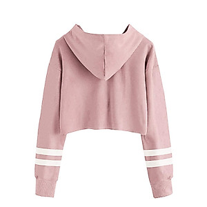 Imily Bela Kids Crop Tops Girls Striped Long Sleeve Fashion Hoodies Pullover Sweatshirts