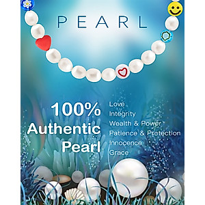 MIDDLUX Pearl Necklace, Unisex, Y2k Jewelry, Beaded Necklace, Smiley Face Necklace, Stainless Steel, 20" + 2" Extender