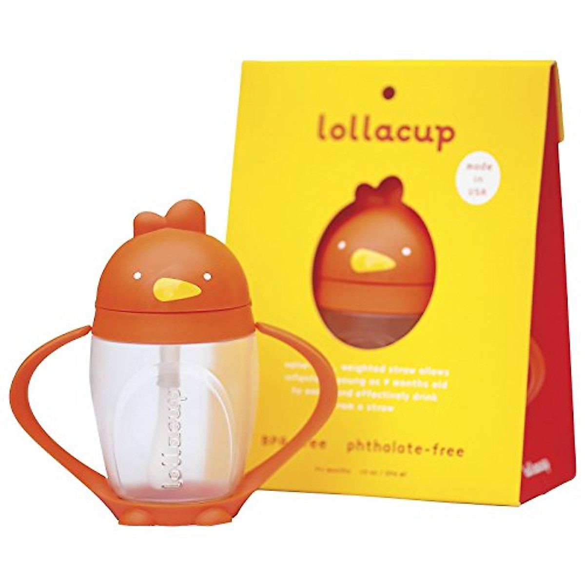 Lollaland Weighted Straw Sippy Cup for Baby: Lollacup - Transition Kids, Infant & Toddler Sippy Cup (6 months - 9 months) | Shark Tank Products | Lollacup (Orange)