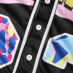 Rioofinx 90s Hip Hop Party Jersey, Bel Air Jersey Baseball Jersey, Short Sleeve Button Down Shirt for Men and Women (Black, 3XL)