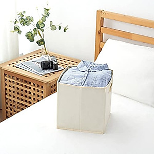 Displays By Jack Foldable Fabric Storage Bins Organizer, Collapsible Cube Containers with Handles, Great for Closet and Cubby Toy Organizers, 10.5" x 10.5" x 11"H, Set of 6, Beige