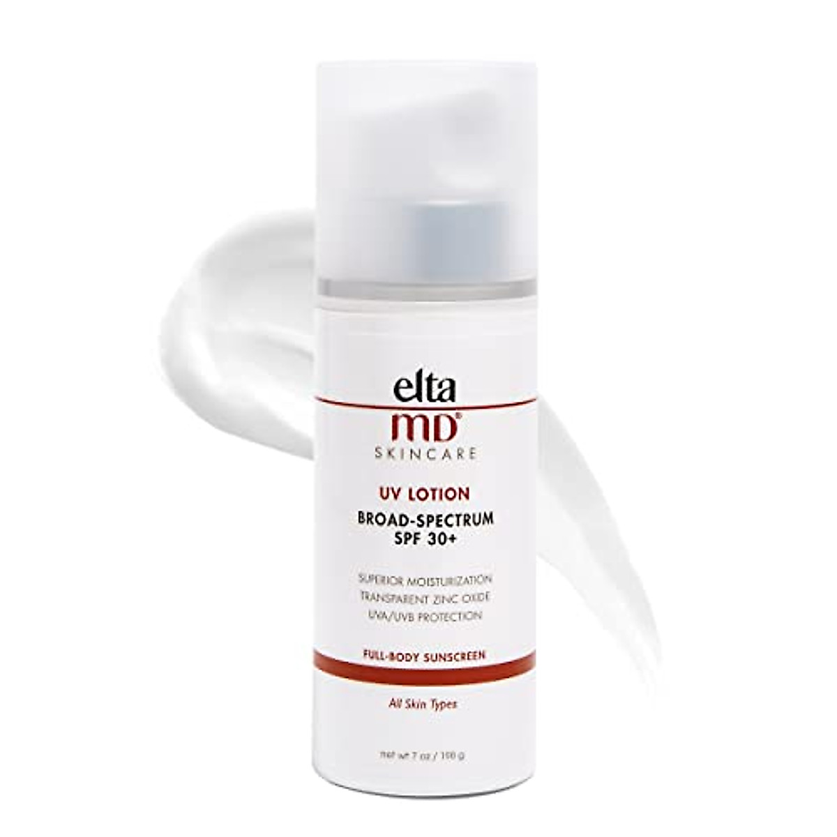 EltaMD UV Lotion SPF 30+ Full Body Sunscreen with Zinc Oxide, SPF Moisturizer Lotion and Broad-Spectrum Moisturizing Sunscreen, Non-Greasy, Fragrance-Free, SPF Body Lotion, 7.0 oz Pump