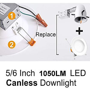 24Pack 6Inch Slim LED Downlight with Junction Box LED Recessed Lights with Integrated Junction Box Canless Light 5 Color CCT Tunable Integrated Junction Box 14W 1050LM Dimmable Recessed Jbox Fixture