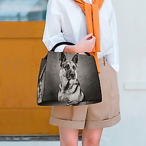 Black and White German Shepherd Lunch Bag for Women Men Reusable Insulated Lunch Box Portable Lunch Tote Bag for Travel Work