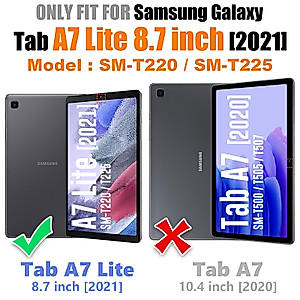 Case for Samsung Galaxy Tab A7 Lite 2021 8.7'' SM-T220/T225/T227 with Screen Protector Pencil Holder [360 Rotating Hand Strap] &Stand, SEYMAC stock Drop-Proof, Black