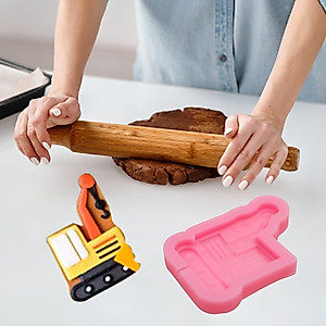 Bulldozer Silicone Fondant mold, Excavator Crane Chocolate Molds, Construction Site Theme Candy Baking Molds for Cake Decoration Cupcake Topper Clay Resin