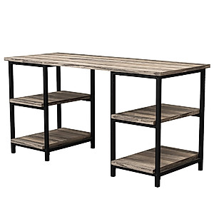 yoptote, Trestle, Modern Simple Style Study Work Game, Workstation Home Office Table Computer Desk, Gray