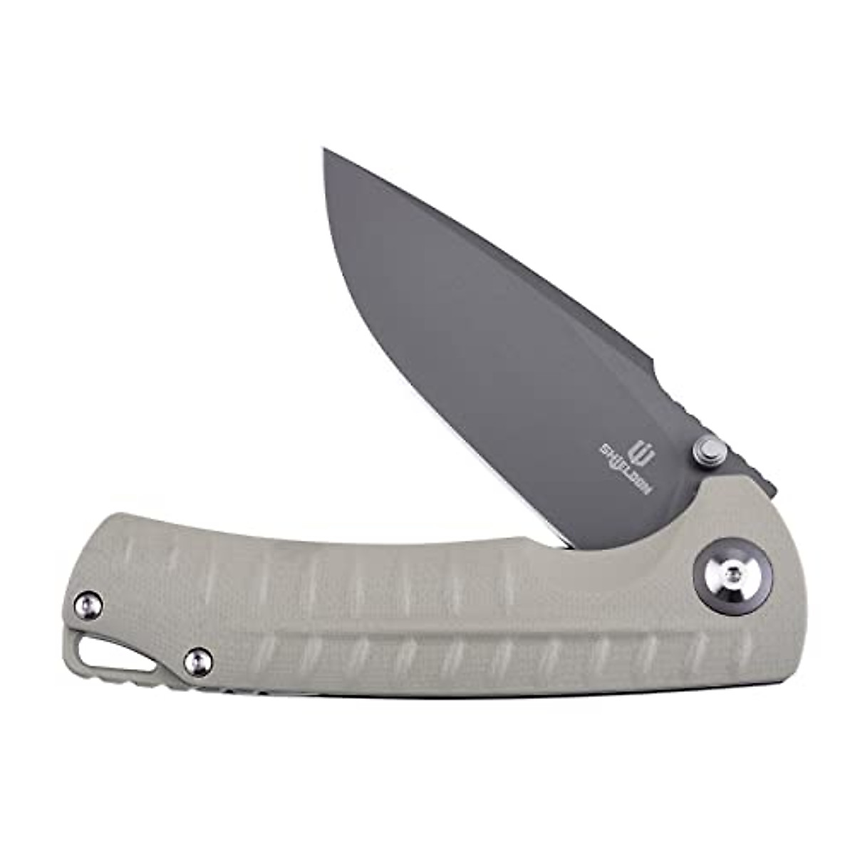 SHIELDON EDC Pocket Knife, 3.2 inch D2 Blade G10 Handle Folding Knife with Clip for Everyday Carry, Thumb Stub Opening with Smooth Liner Lock