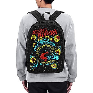 Qcosjeem Asking Rock Band Alexandria Backpack,unisex casual book bags,external usb interface,earphone cable interface,label.traveling backpack suitable for laptop Fashion usb Backpack