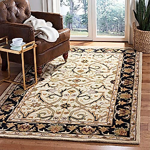 SAFAVIEH Heritage Collection 2' x 3' Ivory / Black HG644C Handmade Traditional Oriental Premium Wool Accent Rug