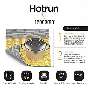 Fennoma Hotrun 2 in 1 Heat Resistant Trivet & Table Runner, 40 Inches Long Trivet for Hot Pots and Pans, Handles Heat Up to 356F, Anti Slip, Waterproof, Ideal for Kitchen Countertops (Ich)