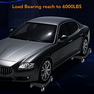 Car Dolly 4 Pack, Towallmark Wheel Car Dolly Tire Skates Premium Skates Moving Car Easy, Total 6000lbs High Load Bearing, Antiskid Plate Design, All-Direction Rotatable Wheel, 12’’x16’’, Black