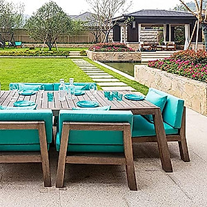 idee-home Patio Cushion Covers Replacement, Outdoor Cushion Slipcovers, Waterproof Chair Seat Cover for Sofa Couch Furniture Outside Zipper Design, 6 Set 22 Inchx 24 Inch Peacock Blue