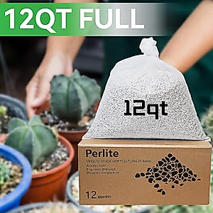 12QT Perlite for Plants, 3-6mm Horticultural Medium pearlight for Indoor & Outdoor, perilite Bulk Soil Amendment for Enhanced Drainage and Growth…