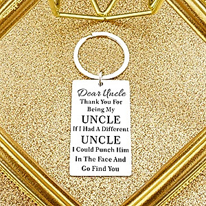 Uncle Gifts from Niece Nephew Mens Stocking Stuffers for Men Adults Uncle Keychain Uncles Gift Funny Christmas Present Thank You for Being My Uncle to be Father's Day