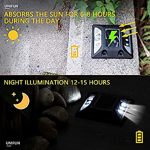 Solar Deck Lights, UNIFUN Driveway Outdoor LED Lights,Solar Powered Waterproof Road Markers for Step, Sidewalk,Stair, Garden Ground,Pathway Yard(6PACK)