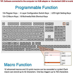 Macro Keypad 23 Keys Mechanical Mini Keyboard One Handed Colorful RGB Backlit Portable Programmable Single-Handed Gaming Keypad for OSU Electric Contest Game PC Laptop MAC Win Geeker Outemu Red Switch