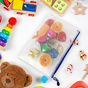 EOOUT 10pcs Mesh Zipper Pouch Zipper File Bags, Puzzle Project Bags for Cross Stitch and Organizing Storage, Letter Size A4 Size for Travel, School, Board Games and Office Supplies