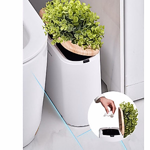Yatmung 2.5 Gal Bathroom Trash Can with Lid - Plant Styled Hidden Garbage Can - Cute Trash Bin for Room - Slim, Plastic - Narrow Bedroom Trash Can Decorative